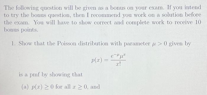 Solved The following question will be given as a bonus on | Chegg.com
