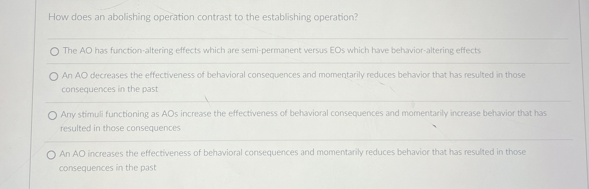 Solved How does an abolishing operation contrast to the | Chegg.com