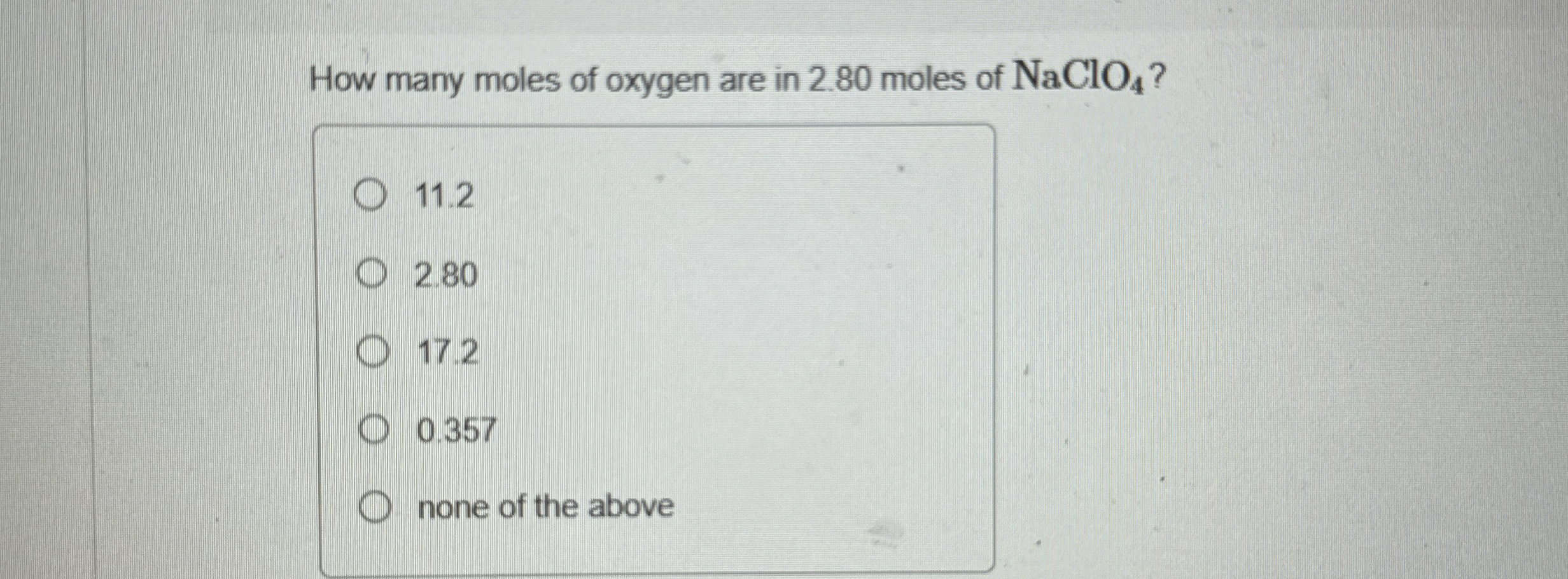 Solved How many moles of oxygen are in 2.80 ﻿moles of | Chegg.com