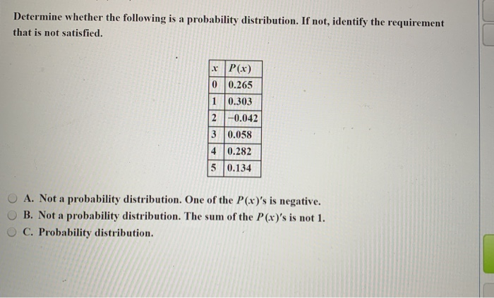 Solved Determine whether the following is a probability | Chegg.com