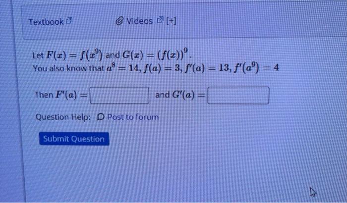 Solved Let F X F X9 And G X F X 9 You Also Know That