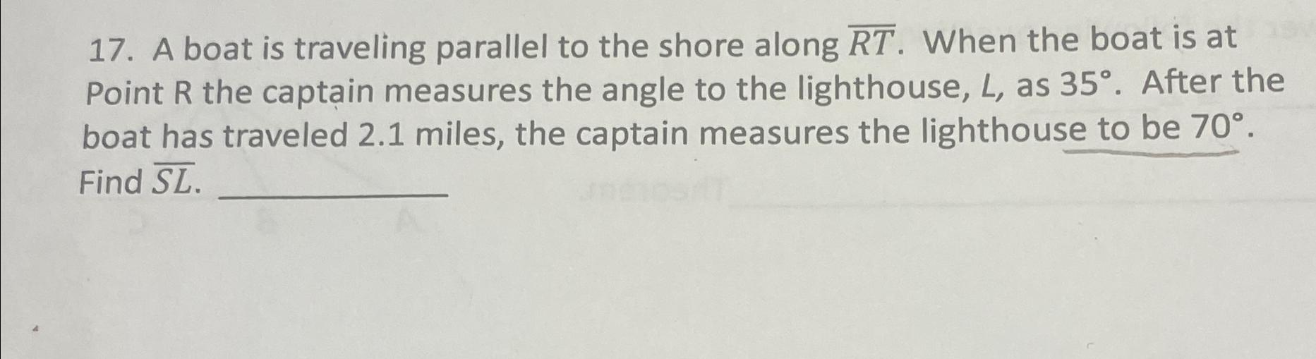 Solved A boat is traveling parallel to the shore along | Chegg.com