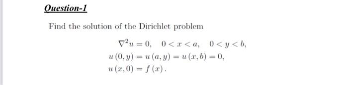 Solved Find the solution of the Dirichlet problem | Chegg.com