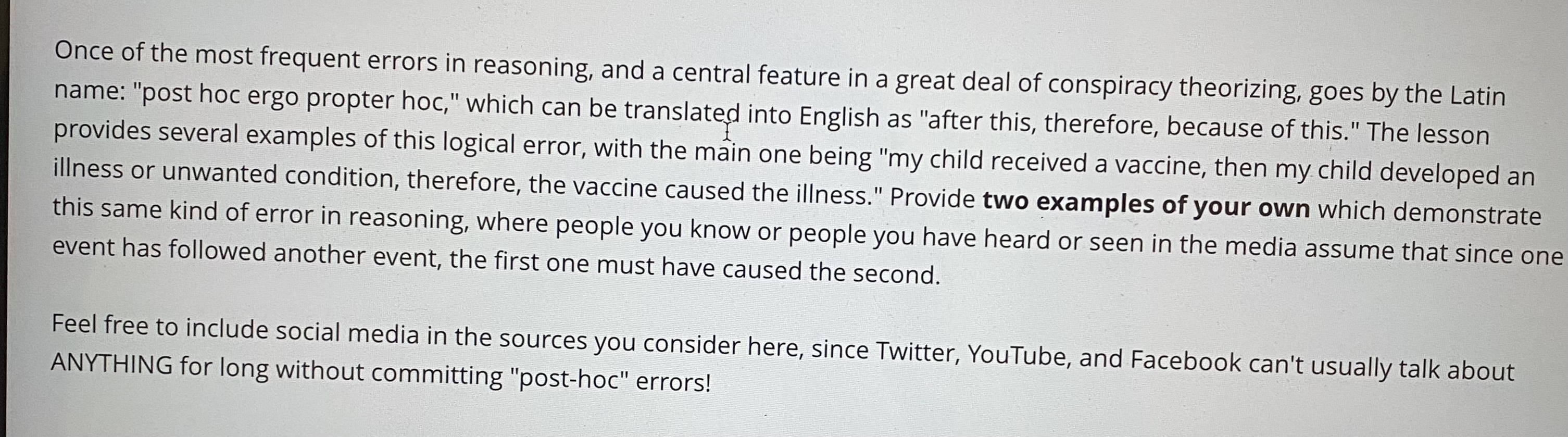 Solved Once of the most frequent errors in reasoning, and a | Chegg.com