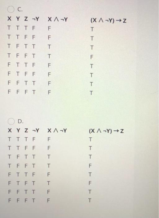 Solved Given the expression (XA-Y) → Z, which truth table | Chegg.com