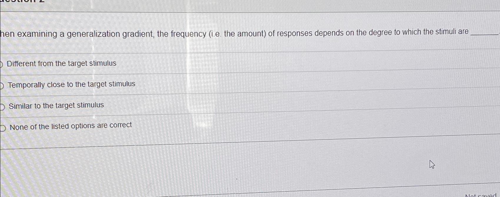 Solved hen examining a generalization gradient, the | Chegg.com