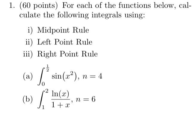 Solved 1. ( 60 points) For each of the functions below, | Chegg.com