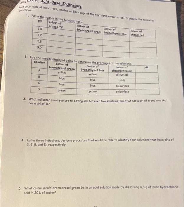 Solved Section B: Calculating pH and Hydronium Ion | Chegg.com