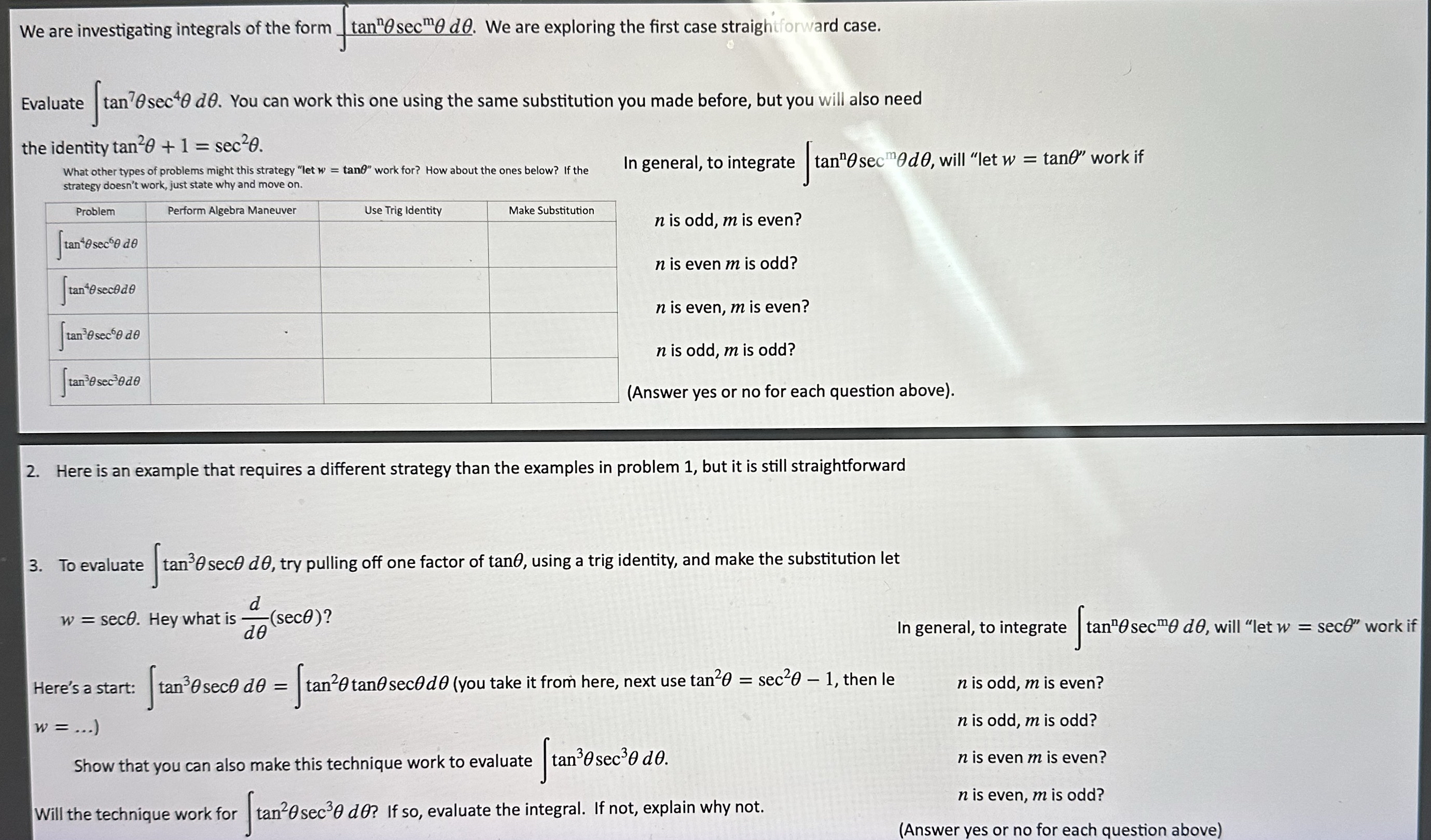 Solved Lab 4 ﻿trig integrals part 2 ﻿each page goes left to | Chegg.com