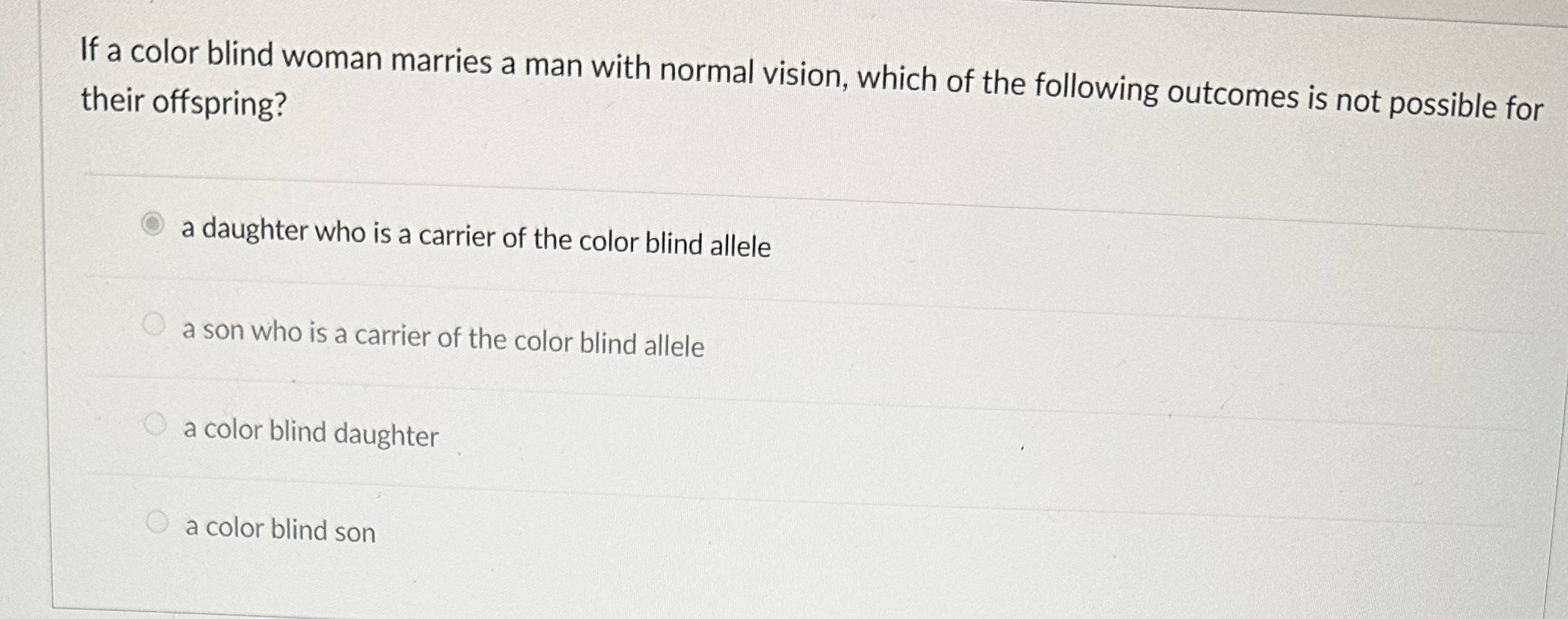 Solved If A Color Blind Woman Marries A Man With Normal 1202