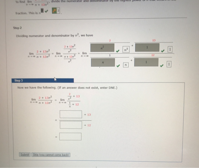 Solved divide the numerator and denominator by the m ust | Chegg.com