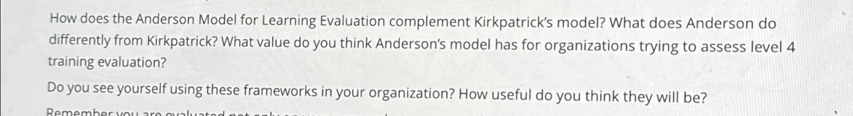 Solved How does the Anderson Model for Learning Evaluation | Chegg.com