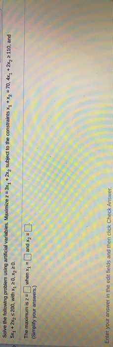 Solved Solve the following problem using artificial | Chegg.com