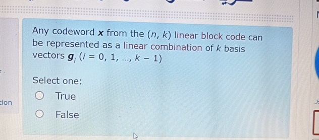 Any codeword x ﻿from the (n,k) ﻿linear block code can | Chegg.com