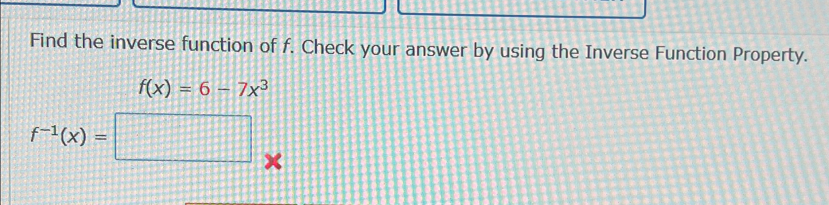 Solved Find the inverse function of f. ﻿Check your answer by | Chegg.com