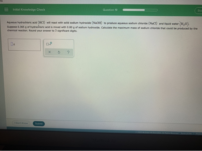 Solved Initial knowledge Check Question 19 Stu Aqueous | Chegg.com