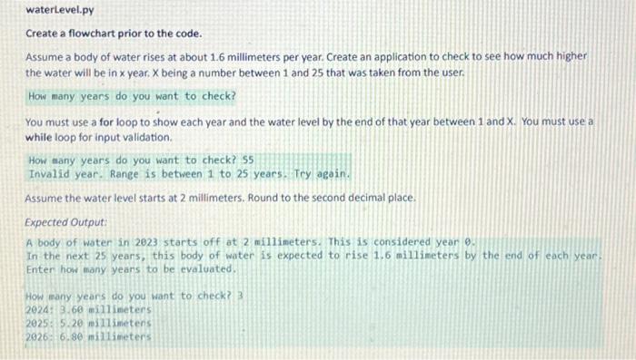 Solved Create a flowchart prior to the code. Assume a body | Chegg.com