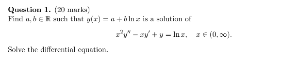 Solved Question 1. (20 ﻿marks)Find a,binR such that | Chegg.com