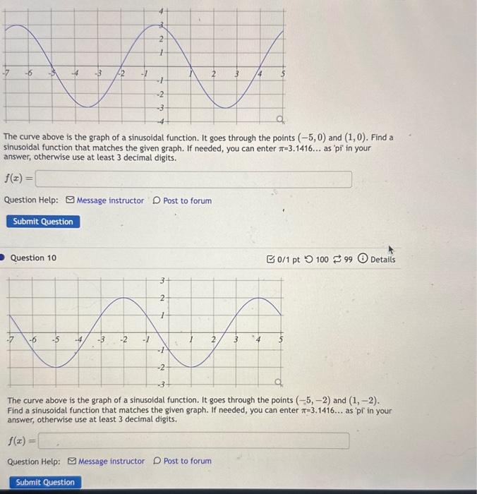 Solved The curve above is the graph of a sinusoidal | Chegg.com