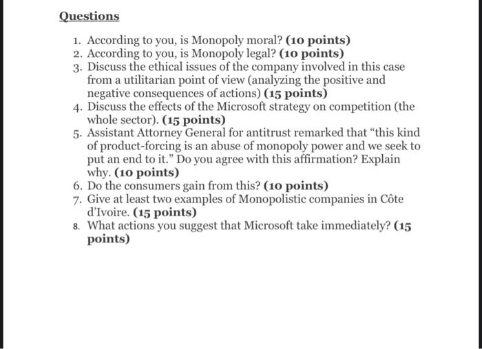 Case Study # 6. Antitrust Case of Microsoft: | Chegg.com