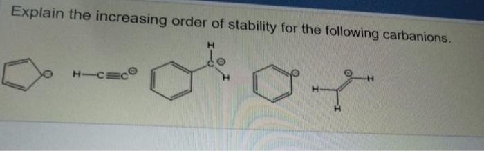 Solved Explain the increasing order of stability for the | Chegg.com
