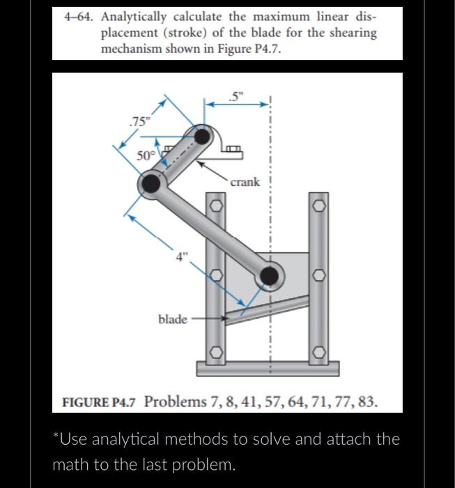 Solved 4-57. Graphically position the links for the shearing | Chegg.com