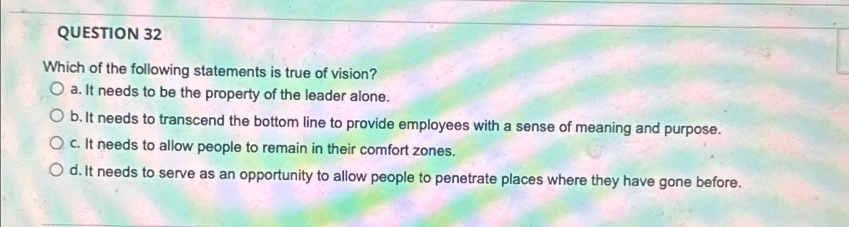 Solved QUESTION 32Which of the following statements is true | Chegg.com