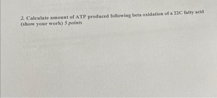 Solved 2. Calculate amount of ATP produced following beta | Chegg.com