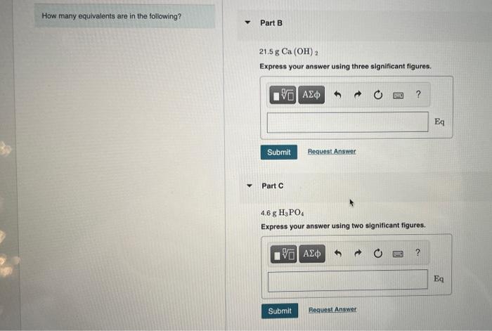 Solved How many equivalents are in the following? Part B | Chegg.com