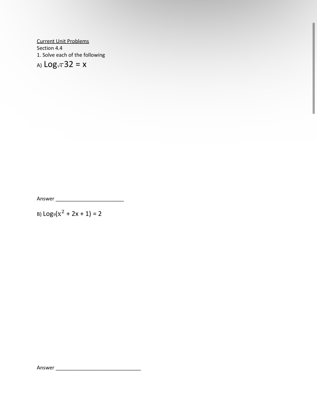 Solved Current Unit ProblemsSection 4.4Solve each of the | Chegg.com