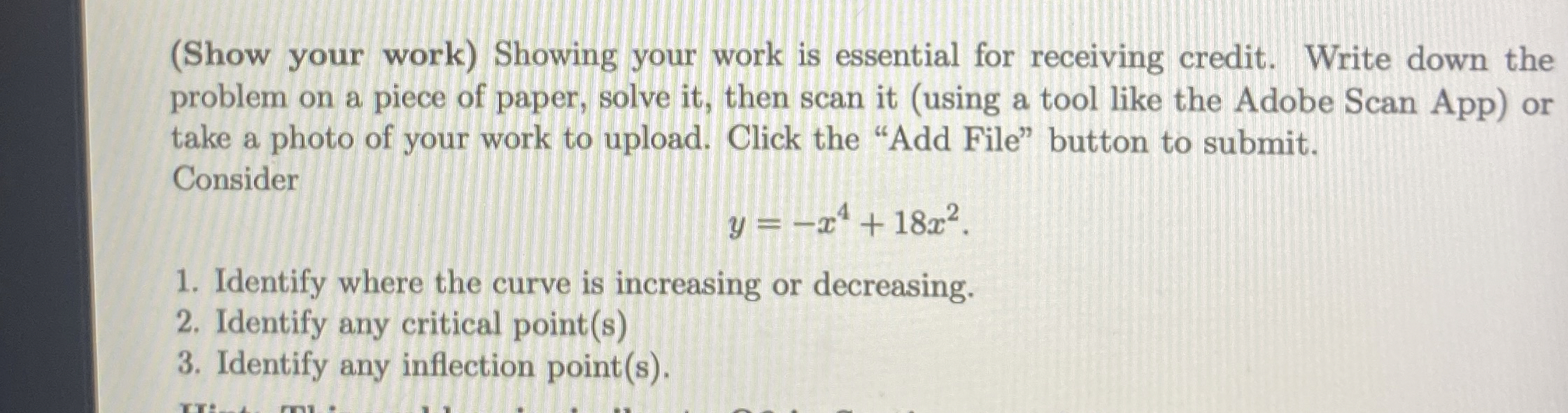 Solved (Show your work) ﻿Showing your work is essential for | Chegg.com