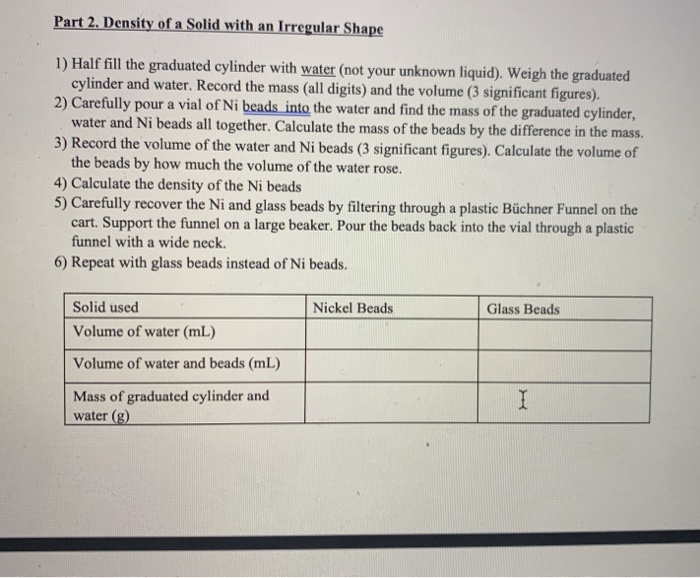 Solved Part 2. Density of a Solid with an Irregular Shape 1) | Chegg.com