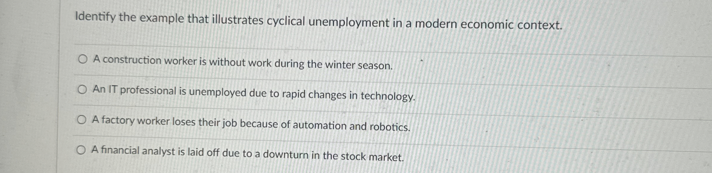 Solved Identify the example that illustrates cyclical | Chegg.com