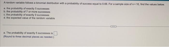 Solved A random variable follows a binomial distribution | Chegg.com