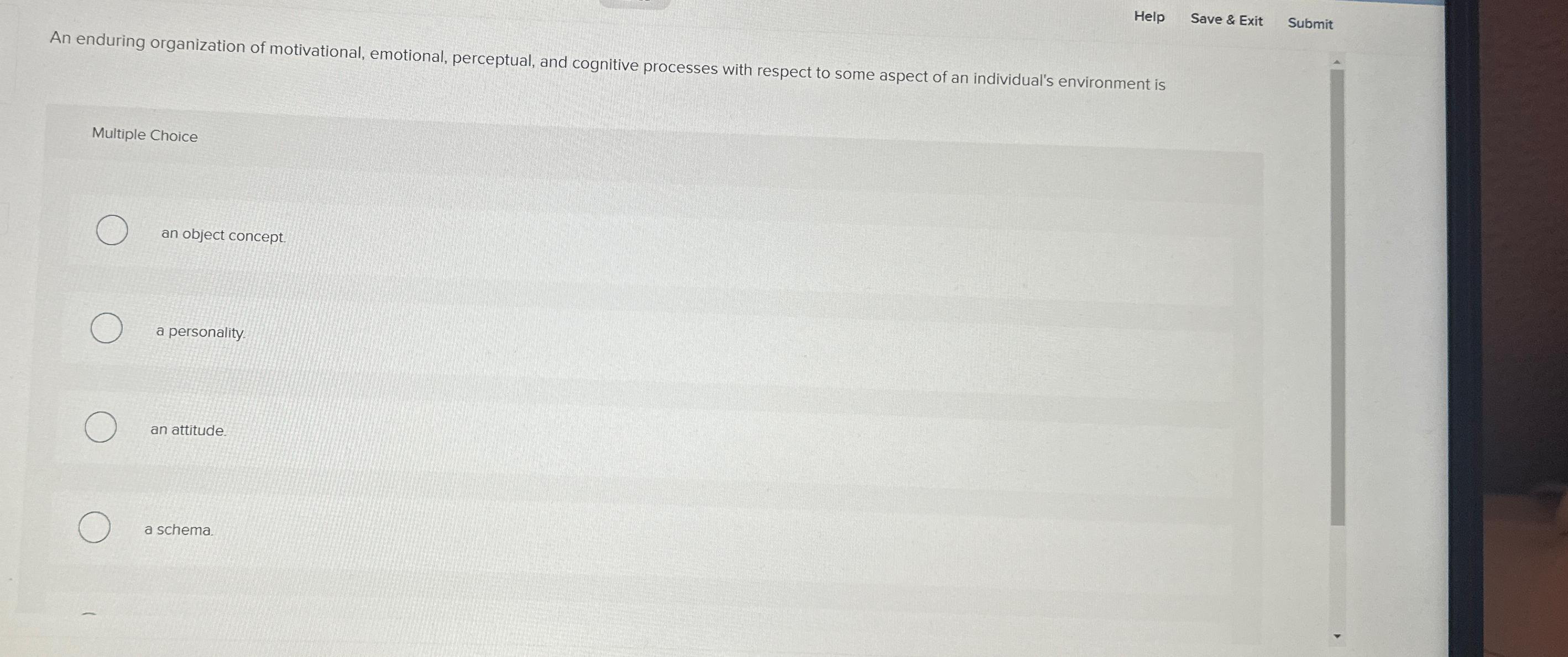 Solved Help Save & Exit SubmitAn enduring organization of | Chegg.com