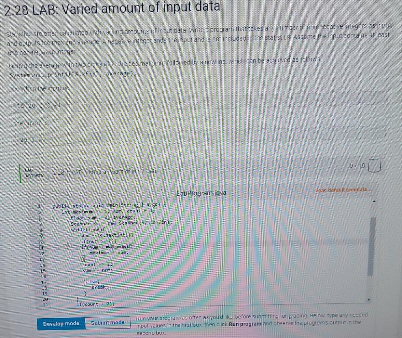 Solved 2.28LAB : Varied amount of input | Chegg.com