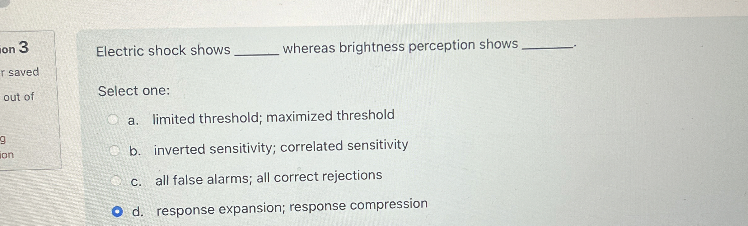 Solved Electric shock showswhereas brightness perception | Chegg.com