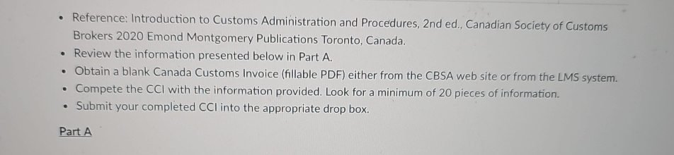 Solved Reference: Introduction to Customs Administration and | Chegg.com