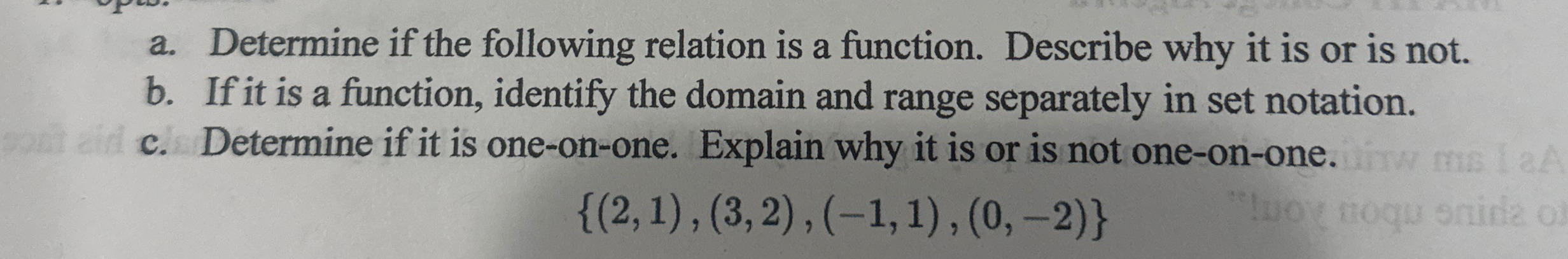 Solved a. ﻿Determine if the following relation is a | Chegg.com