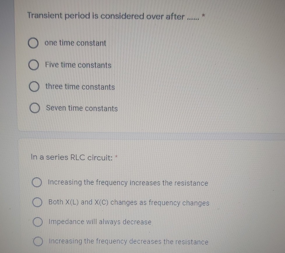 Solved Transient period is considered over after ...... one | Chegg.com