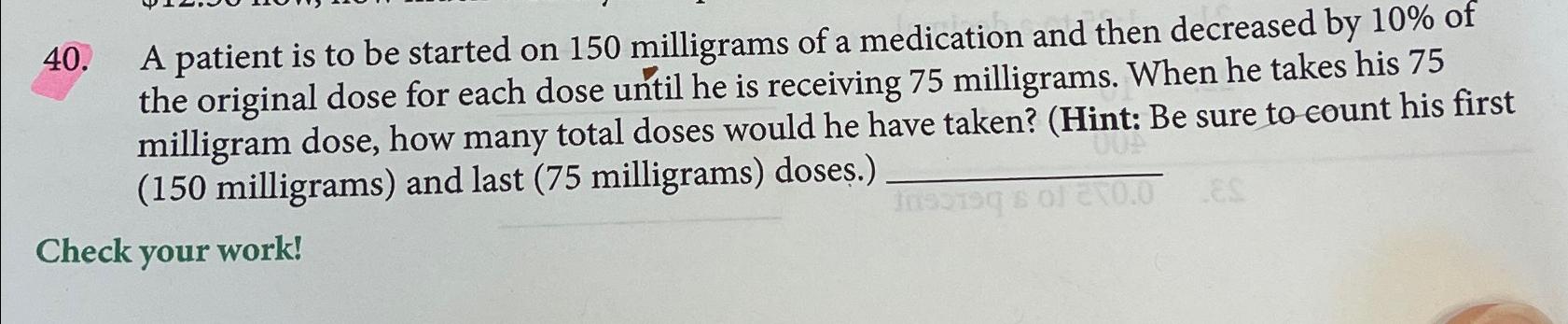 Solved A patient is to be started on 150 ﻿milligrams of a | Chegg.com