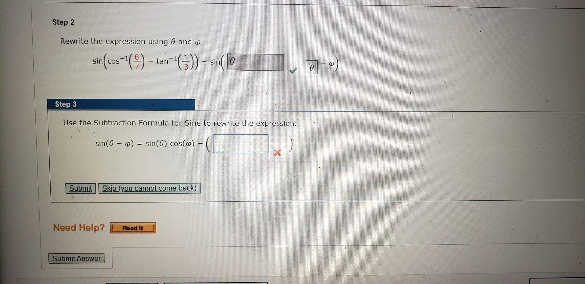 Solved Rewrite the expression using θ and φ. | Chegg.com
