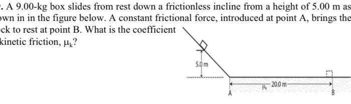 Solved A 9.00−kg box slides from rest down a frictionless | Chegg.com