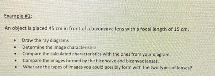 Solved Example \#1: An object is placed 45 cm in front of a | Chegg.com
