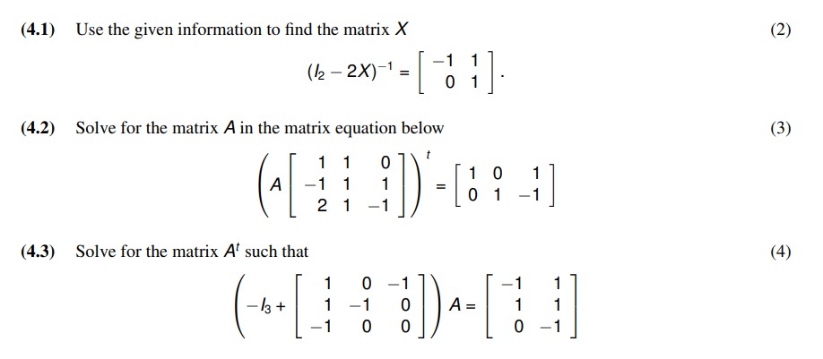 Solved (4.1) ﻿Use the given information to find the matrix | Chegg.com