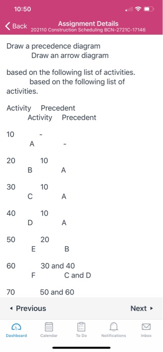 Draw a precedence diagram Draw an arrow diagram based | Chegg.com
