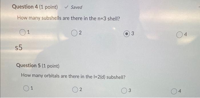 Solved How many subshells are there in the n=3 shell? s5 | Chegg.com