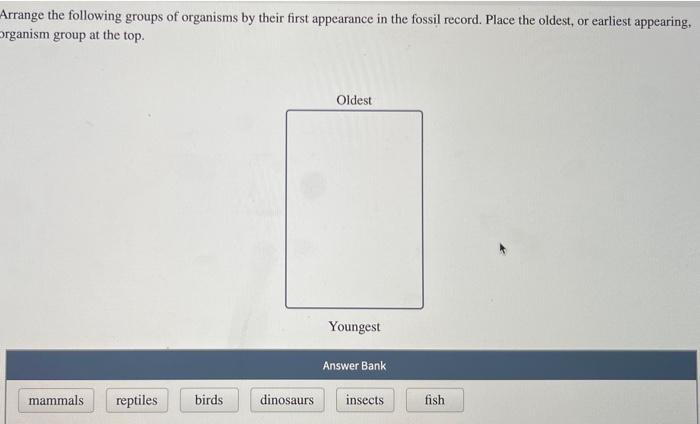 Solved Arrange the following groups of organisms by their | Chegg.com