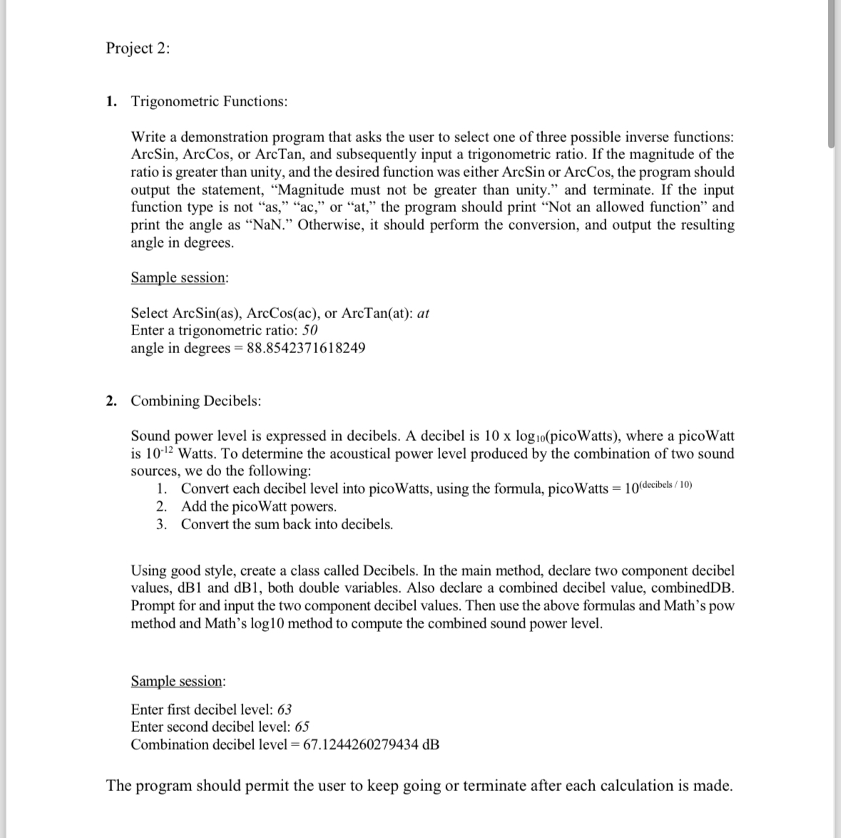 Solved C++Project 2:Trigonometric Functions:Write a | Chegg.com