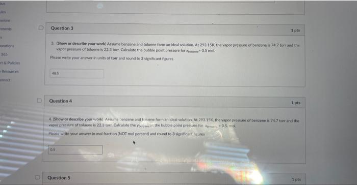 Solved 1. Show or deseribe your work Assume bentene and | Chegg.com